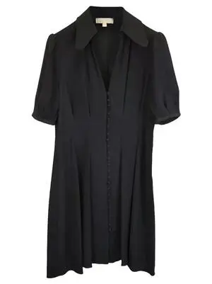 Michael Kors V-neck Button-up Midi Dress - Black