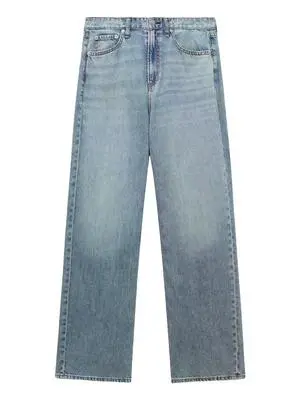 Rag & Bone Paneled Wide Leg Jeans - Blue