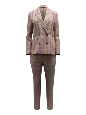 Iris & Ink Plaid Straight-leg Trousers - Neutrals