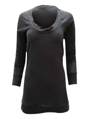 DONNA KARAN VINTAGE Long Sleeve Scoop Neck Top - Grey