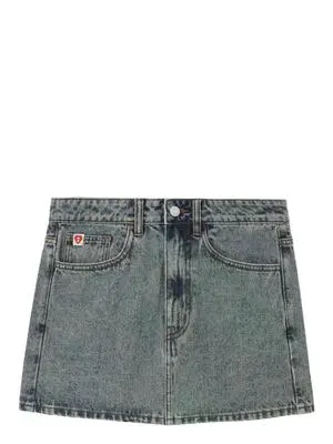 A BATHING APE Heart Motif Denim Mini Skirt - Blue