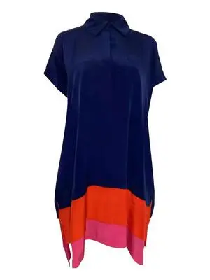 Diane Von Furstenberg Silk Layered Shirt Dress - Blue