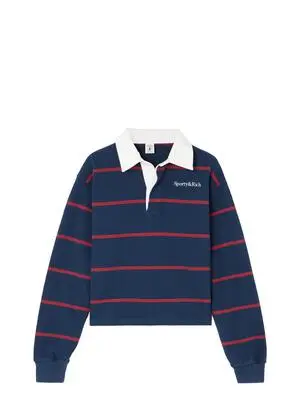 Sporty & Rich Embroidered Striped Cotton Polo Shirt - Multi
