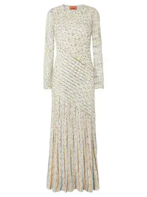 MISSONI Missoni Draped Striped Sequined Ribbed-Knit Maxi Dress