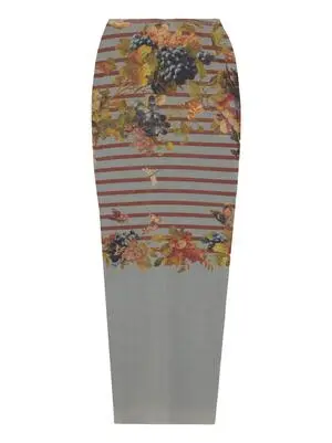 JEAN PAUL GAULTIER Marinière Grape Printed Mesh Midi Skirt - Gray