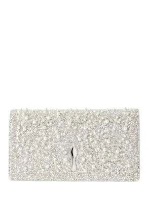 CHRISTIAN LOUBOUTIN Bettina Embellished Metallic Leather Clutch - Silver