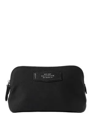 Smythson Norton Canvas Pouch With Leather Trim - Black