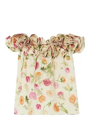 Carolina Herrera Off-the-shoulder Ruffled Floral Print Top - Multi