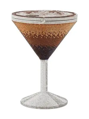 Judith Leiber Martini Espresso Crystal-embellished Silver-tone Clutch - Multi