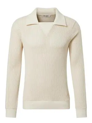 WALES BONNER Song Cotton Mesh Polo Shirt - White