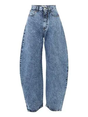 Alaïa High-rise Barrel-leg Jeans - Blue