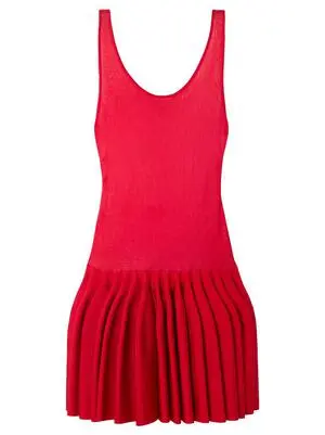 Alaïa Alaïa Pleated Jersey And Stretch-Knit Mini Dress Red