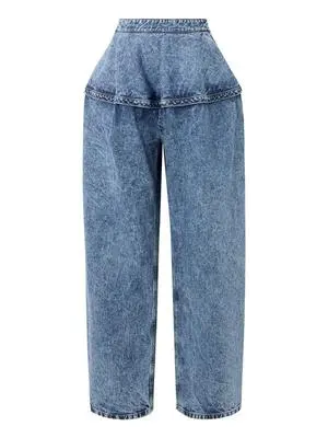 Alaïa Alaïa Wide-Leg Jeans With Peplum Detail Blue