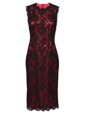Dolce & Gabbana Cotton-blend Lace Midi Dress - Red