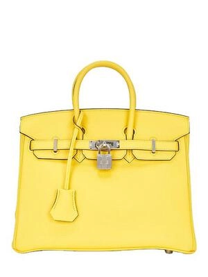 FWRD RENEW Hermes Taurillon Clemence Birkin 25 Handbag - Yellow