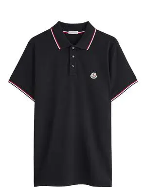 Moncler Logo-appliquéd Piqué Cotton Polo Shirt Navy
