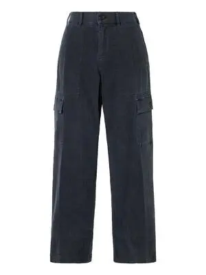 JAMES PERSE Herringbone Cotton-blend Cargo Trousers - Blue