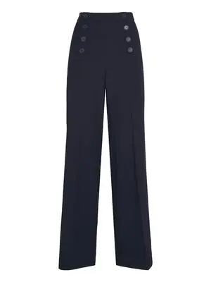Claudie Pierlot Button-detailed High-waisted Straight Leg Trousers - Blue
