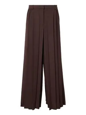 JOSEPH Tibre Pleated Wide-leg Trousers - Brown