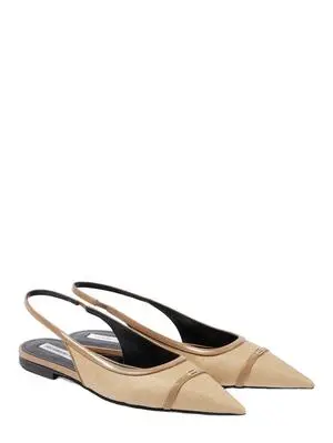 Victoria Beckham Leather-trimmed Raffia Slingback Flats - Neutrals