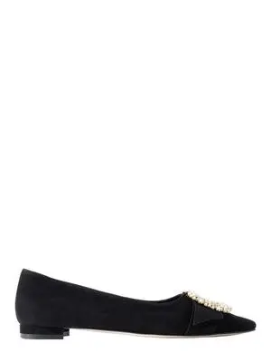 Manolo Blahnik Gibfla Embellished Ballet Flats - Black
