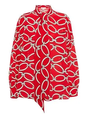 VALENTINO Valentino Chain Print Silk Blouse