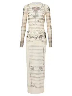 JEAN PAUL GAULTIER Trompe L’oeil Mesh Maxi Dress - Multicoloured