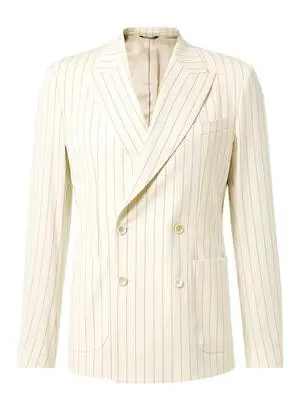 Dolce & Gabbana Striped Cotton-blend Blazer - White
