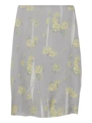 Acne Studios Layered Floral-print Chiffon And Crepe Skirt - Gray