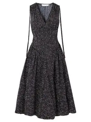 Proenza Schouler White Label Clayton Pleated Printed Cotton-poplin Midi Dress - Gray