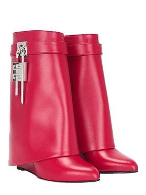 Givenchy Shark Lock Wedge Ankle Boots - Red