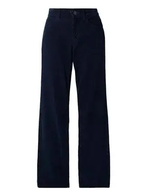 THE ROW Carlyle Cotton-corduroy Straight-leg Trousers - Blue
