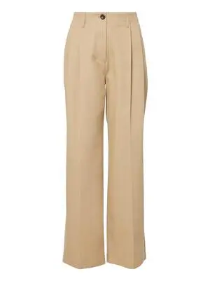 TOTEME Wide-leg Cotton Trousers - Beige