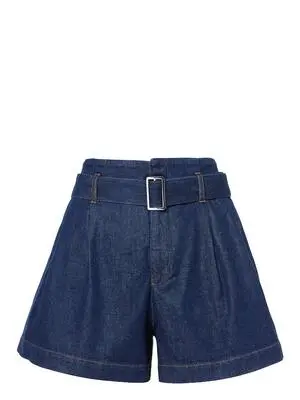 FRAME Paper Bag Belted Denim Shorts - Blue