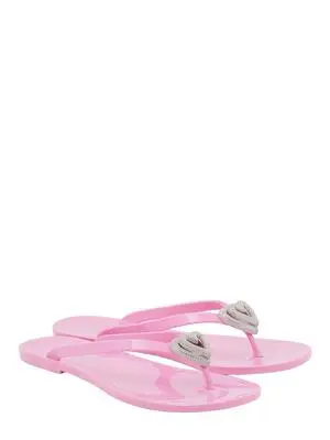 Mach & Mach Double Heart Embellished Thong Sandals - Pink