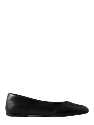 THE ROW The Row Square Leather Ballet Flats Black