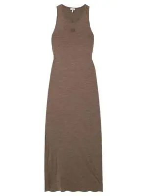 LOEWE LOEWE Anagram Embroidered Twist-Back Wool-Blend Jersey Maxi Dress