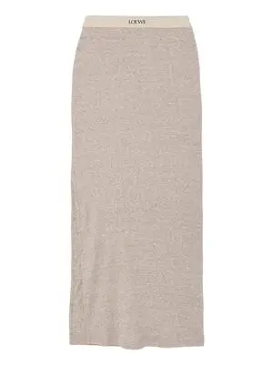 Loewe Cotton And Wool-blend Jersey Midi Skirt - Neutrals
