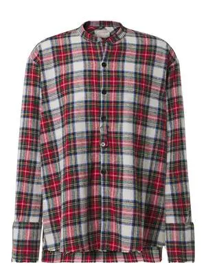 GREG LAUREN Plaid Cotton Shirt - Red