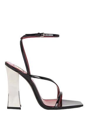 Saint Laurent Saint Laurent Zora Sandal In Black Leather With Silver-Tone Heel Nero