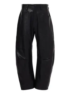 NILI LOTAN Shon Leather Barrel-leg Trousers - Black