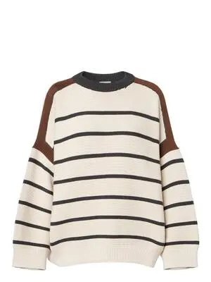 Brunello Cucinelli Striped Cotton Crew Neck Jumper - Multicoloured