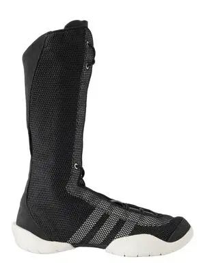 ADIDAS ORIGINALS Y-3 Regu Leather And Suede-trimmed Mesh Knee High Boots - Black