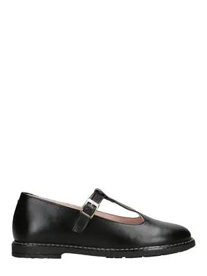 PAPOUELLI Leather Martha Mary Jane Shoes - Black