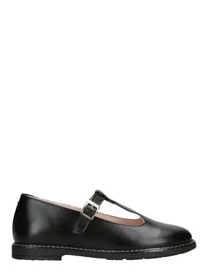 PAPOUELLI Leather Martha Mary Jane Shoes - Ebony