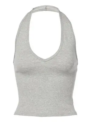 NILI LOTAN Britt Halterneck Cotton Jersey Top - Grey