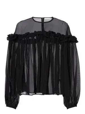 Ulla Johnson Peggy Ruffled Silk Georgette Blouse - Black