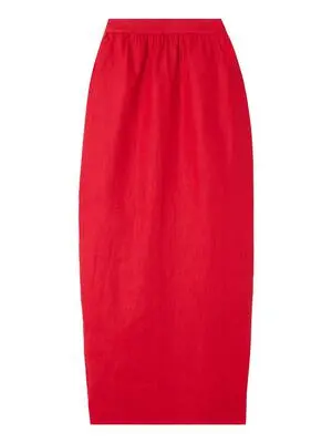 Posse Bonnie Linen Midi Skirt - Red