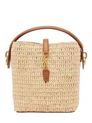Saint Laurent Saint Laurent Le 37 Mini Raffia Bucket Bag Neutrals