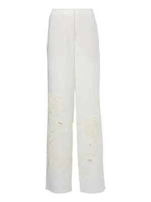 Dorothee Schumacher Embroidered Wide-leg Linen Trousers - White